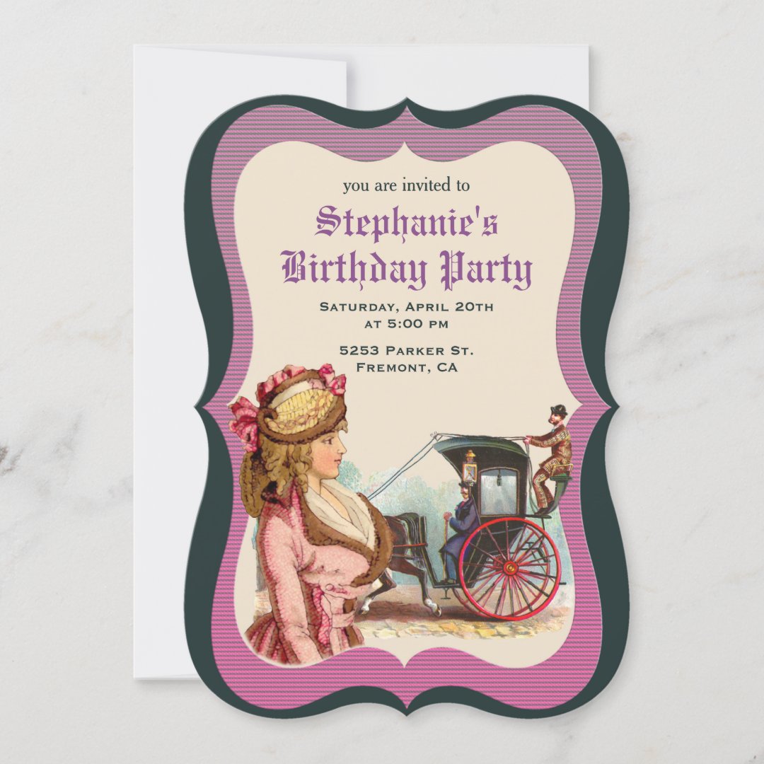 Vintage Victorian Woman Birthday Party Invitation | Zazzle