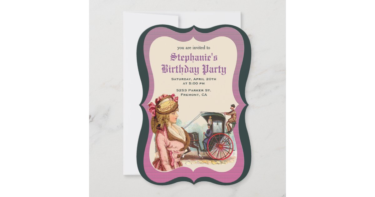 Vintage Victorian Woman Birthday Party Invitation | Zazzle