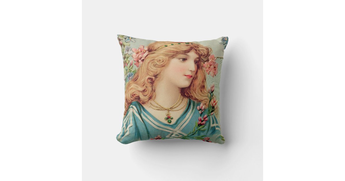 Vintage Victorian Woman Throw Pillow | Zazzle