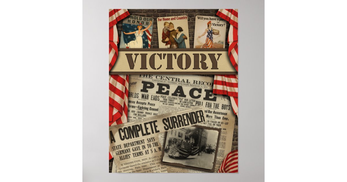 Vintage Victory WWII Collage Poster | Zazzle