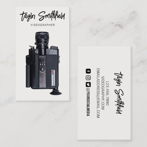 Vintage Video Camera Videography Business Card | Zazzle