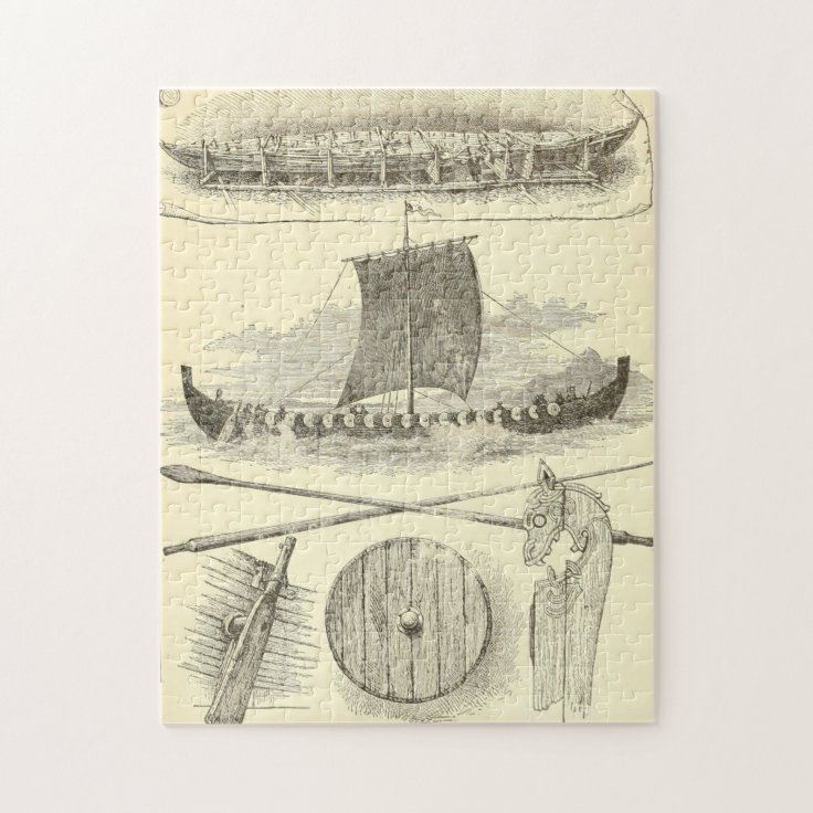 Vintage Vikings Artwork and Illustrations Jigsaw Puzzle | Zazzle