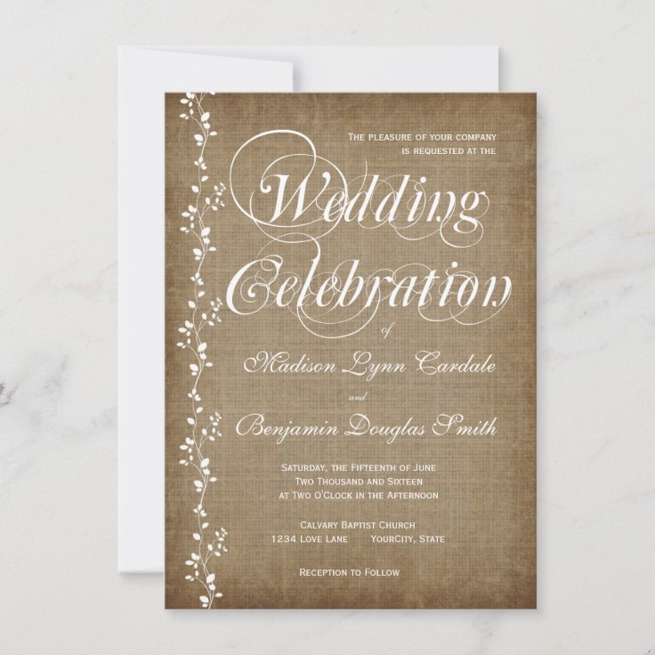 Vintage Vines Rustic Country Wedding Invitations | Zazzle