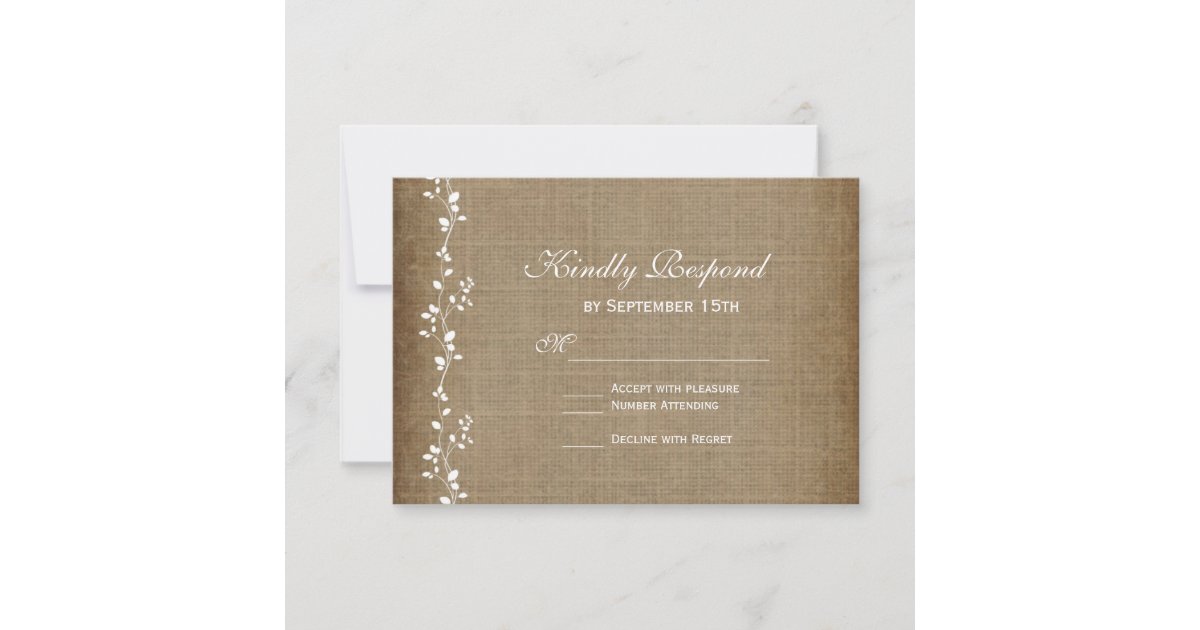 Vintage Vines Rustic Wedding RSVP Cards | Zazzle
