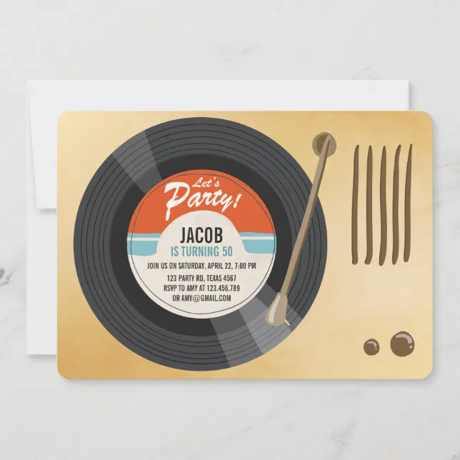 Vintage Vinyl Record Birthday invitation Oldies | Zazzle