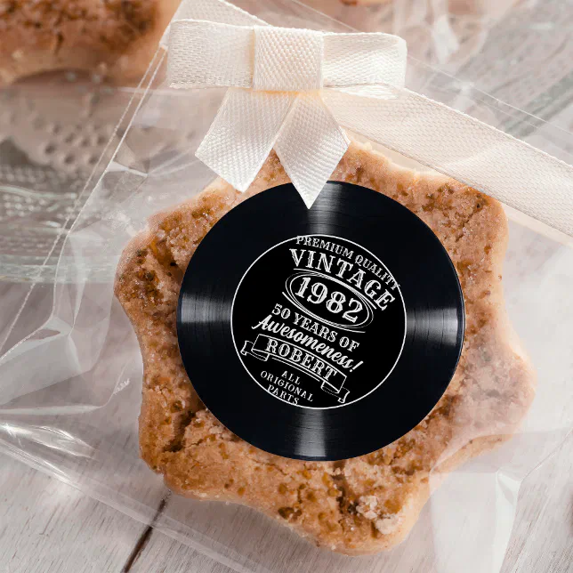 Vintage Vinyl Record Milestone Customized Birthday Classic Round ...