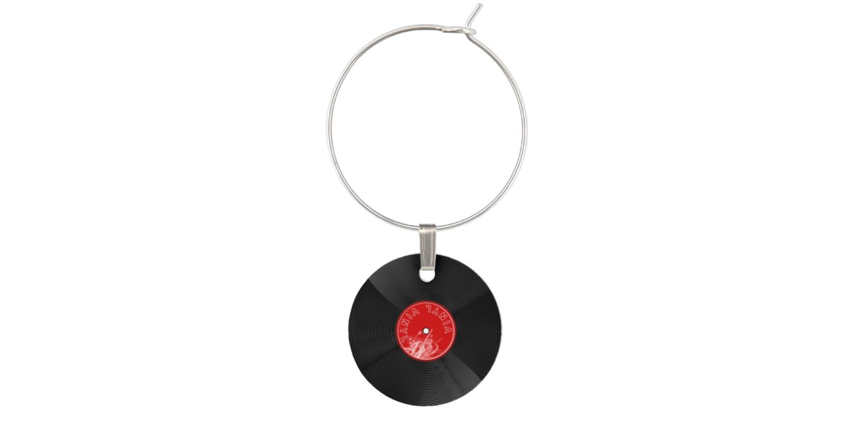 Vintage Vinyl Record Wine Glass Charm | Zazzle