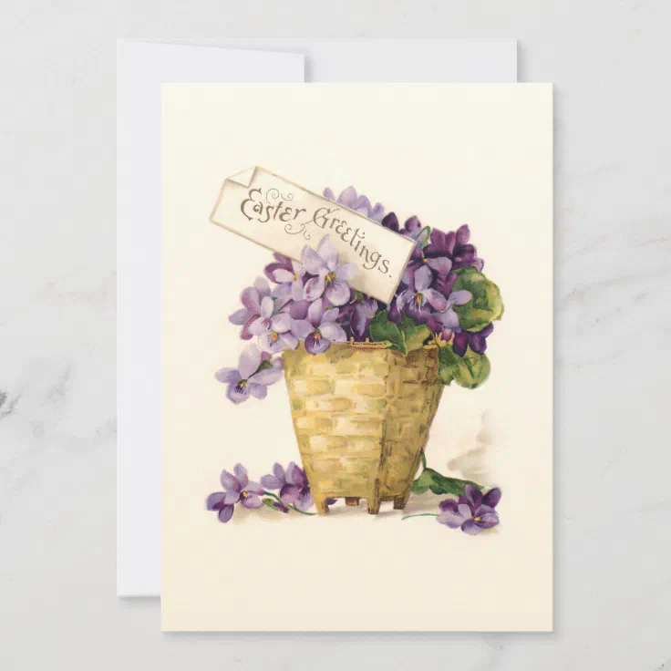 Vintage Violets and Easter Greetings Holiday Card | Zazzle