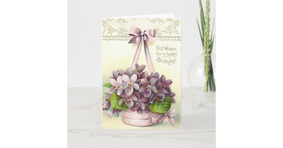 Vintage Violets for a Birthday, Card | Zazzle