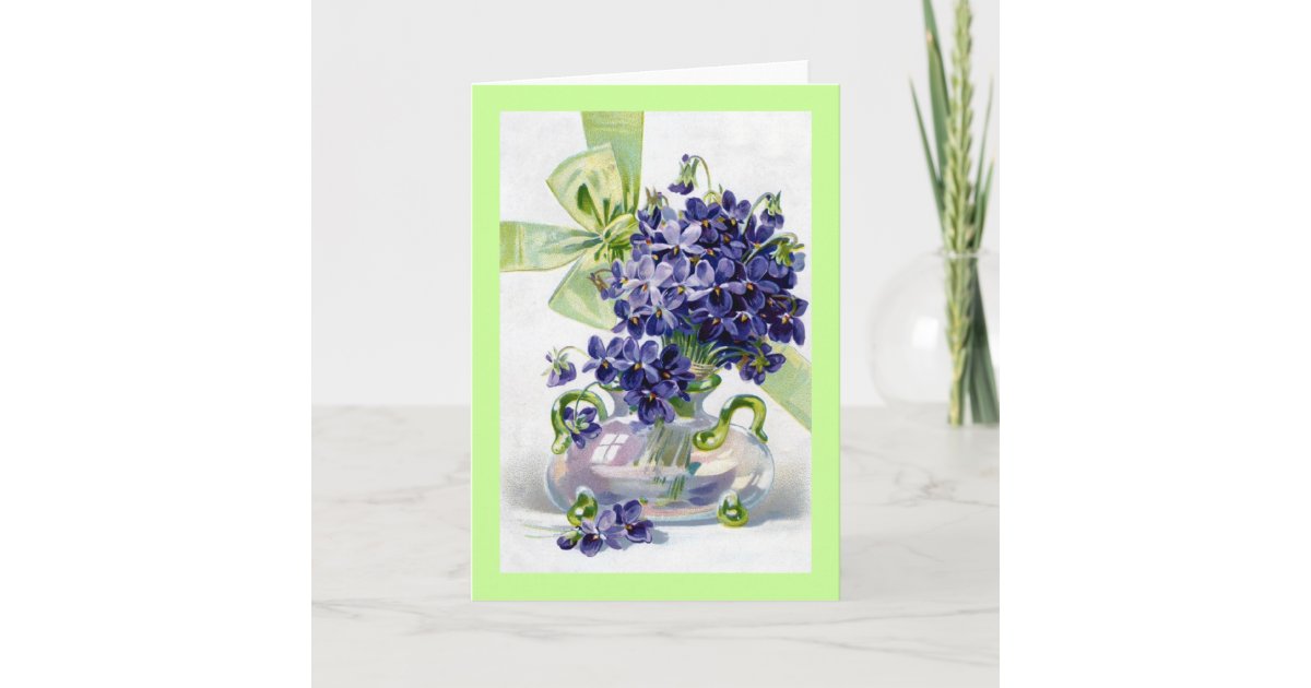 Vintage Violets Greetings Card | Zazzle