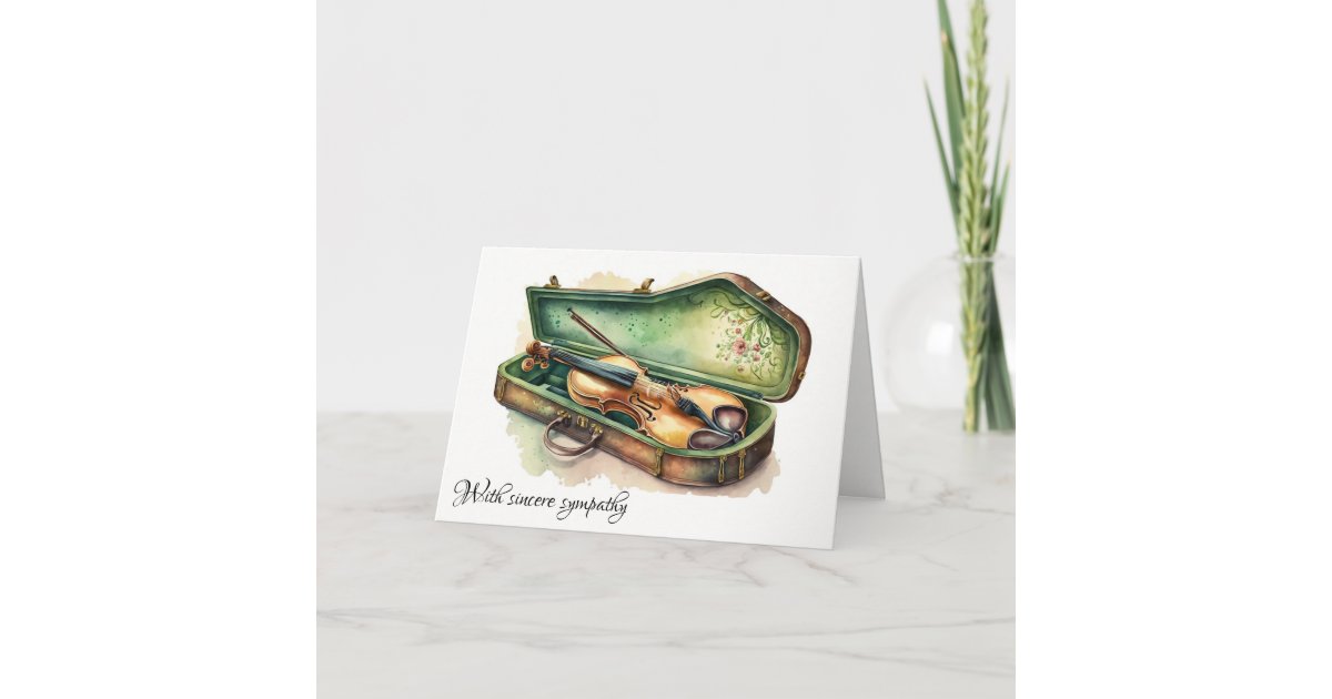 Vintage Violin In Case Sympathy Card | Zazzle