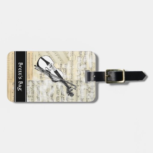 Vintage Violin Music Luggage Tag | Zazzle
