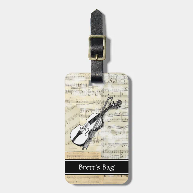 Vintage Violin Music Luggage Tag | Zazzle