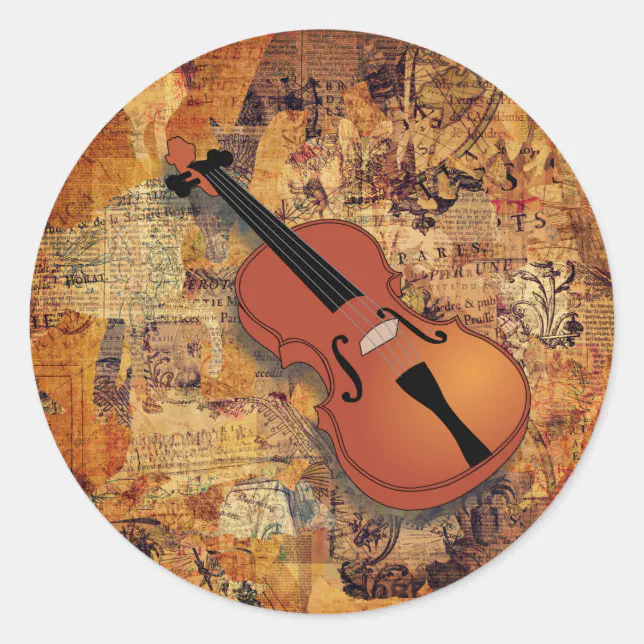 Vintage Violin Stickers | Zazzle