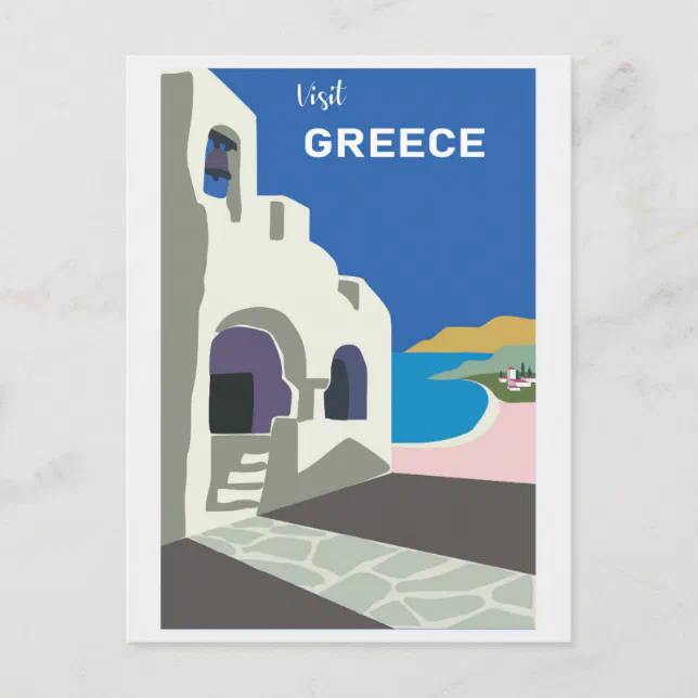 Vintage Visit Greece Tourism Travel Postcard | Zazzle