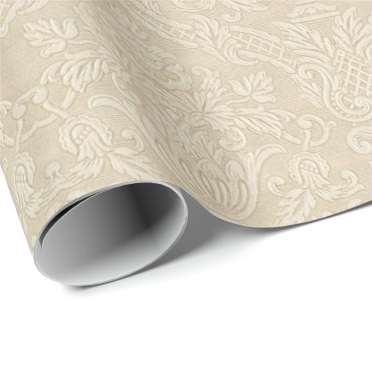 Vintage Wallpaper Beige Floral Elegant Damask Wrapping Paper | Zazzle.com