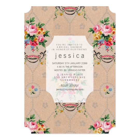 Vintage Wallpaper French Floral Pattern Invite | Zazzle.com