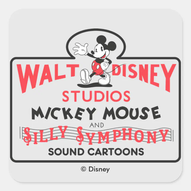 Vintage Walt Disney Studios Square Sticker | Zazzle