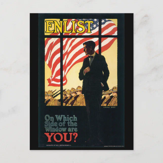 Vintage War Postcards, Vintage Enlist Poster Postcard | Zazzle