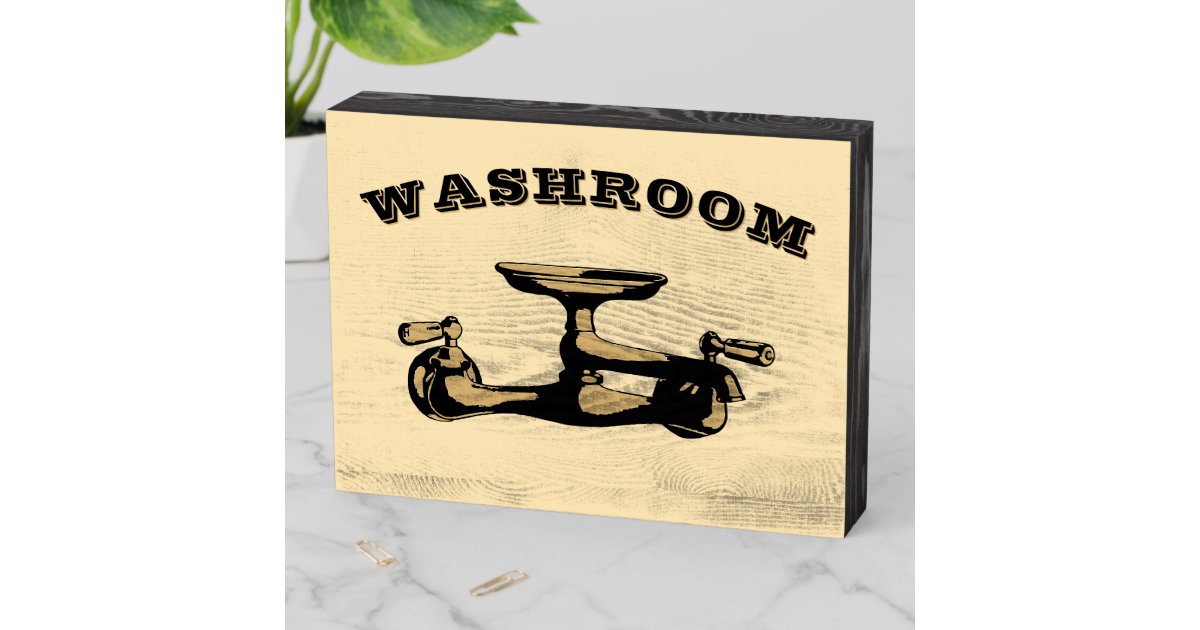 Vintage Washroom Wooden Box Sign | Zazzle