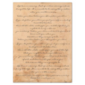 Vintage water stained parchment text script words tissue paper | Zazzle