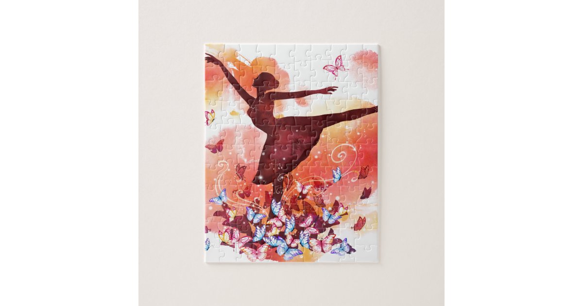 Vintage Watercolor Ballerina Dancer Ballet and But Jigsaw Puzzle | Zazzle
