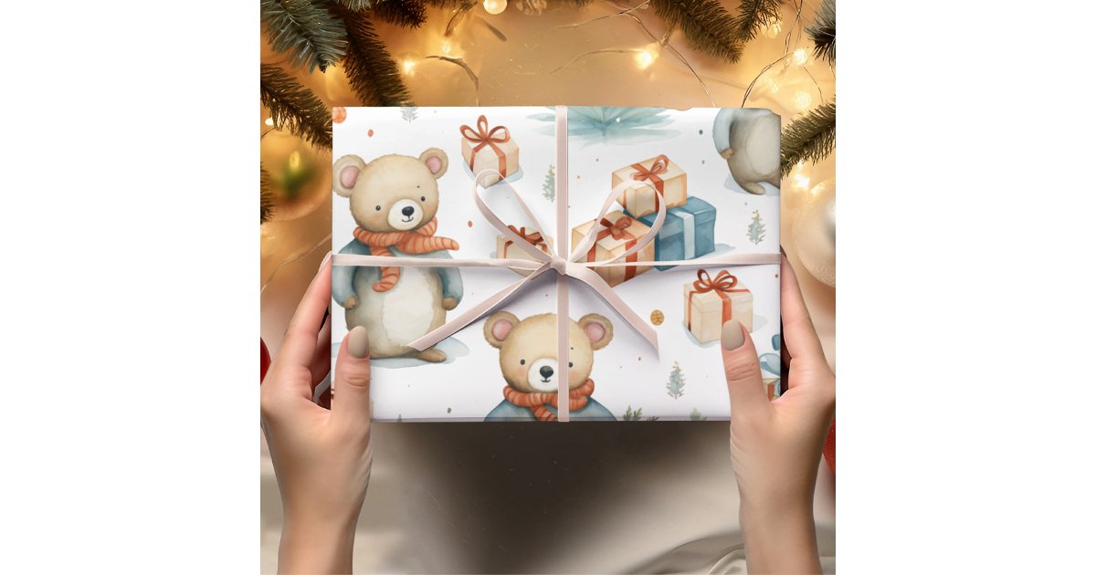 Vintage Watercolor Bear Wrapping Paper | Zazzle
