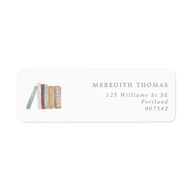 Vintage Watercolor Books Return Address Label | Zazzle