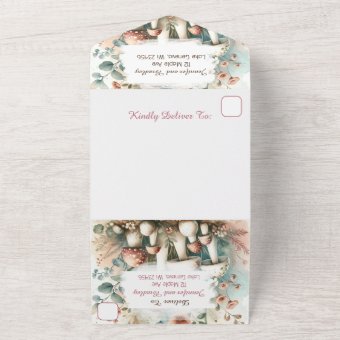 Vintage Watercolor Cottage Core Wedding All In One Invitation | Zazzle