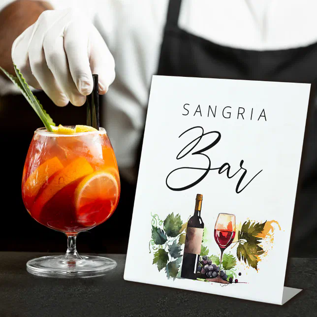 Vintage Watercolor Country Sangria Bar Sign | Zazzle