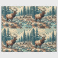Vintage Watercolor Elk AI Art Wrapping Paper | Zazzle
