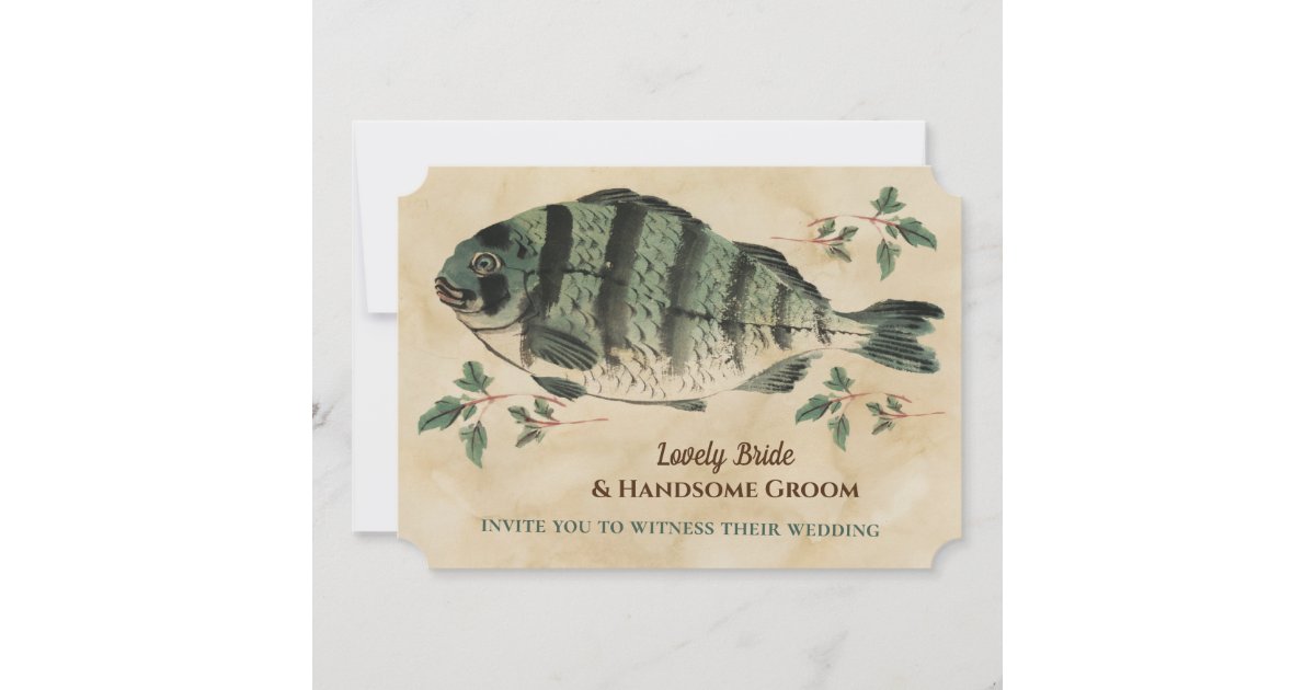 Vintage Watercolor Fish Wedding Invitation | Zazzle