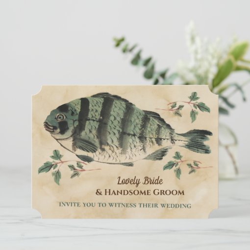 Vintage Watercolor Fish Wedding Invitation | Zazzle