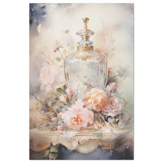Vintage watercolor pastel shabby chic perfume tissue paper | Zazzle