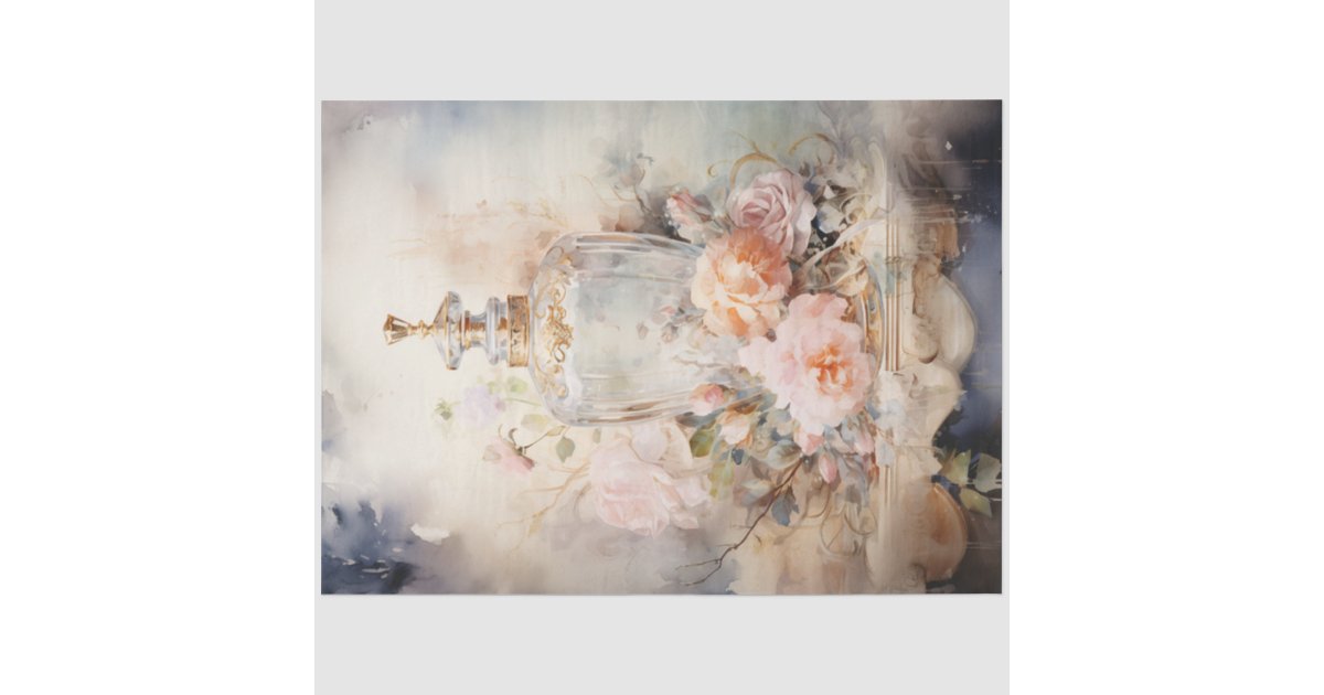 Vintage watercolor pastel shabby chic perfume tissue paper | Zazzle