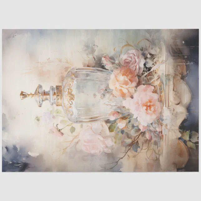 Vintage watercolor pastel shabby chic perfume tissue paper | Zazzle