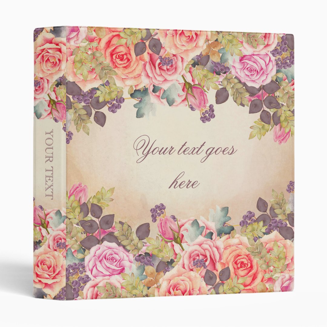 Vintage Watercolor Roses Binder | Zazzle