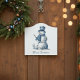 Vintage Watercolor Snowman in Delft Blue Christmas Door Sign | Zazzle