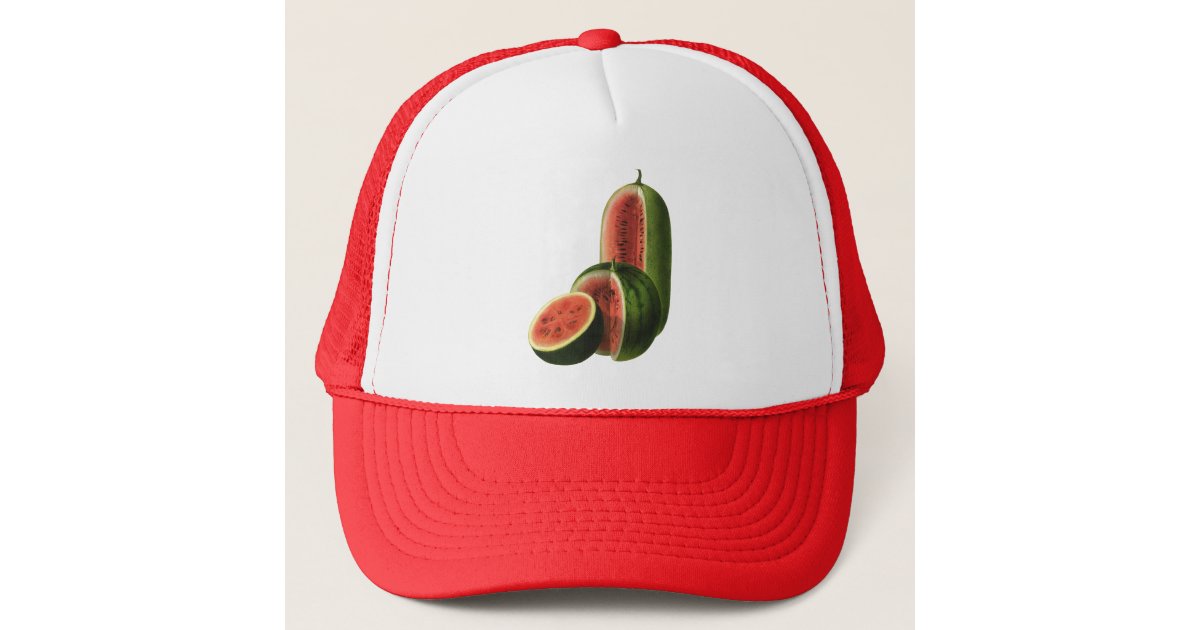 Vintage Watermelons Tall Round, Organic Food Fruit Trucker Hat | Zazzle
