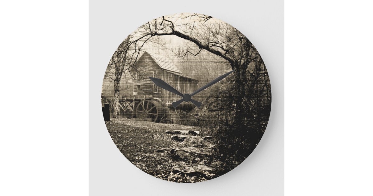Vintage Waterwheel Large Clock | Zazzle