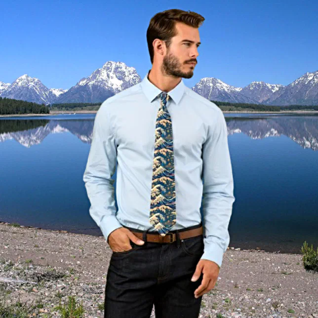 Vintage Wave Retro Aesthetic Neck Tie | Zazzle