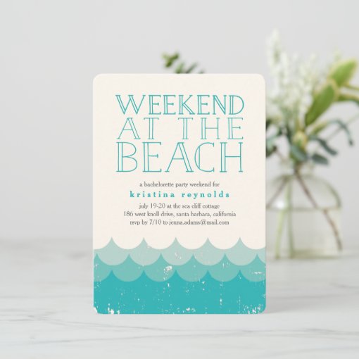 Vintage Waves Beach Weekend Getaway Invitation | Zazzle