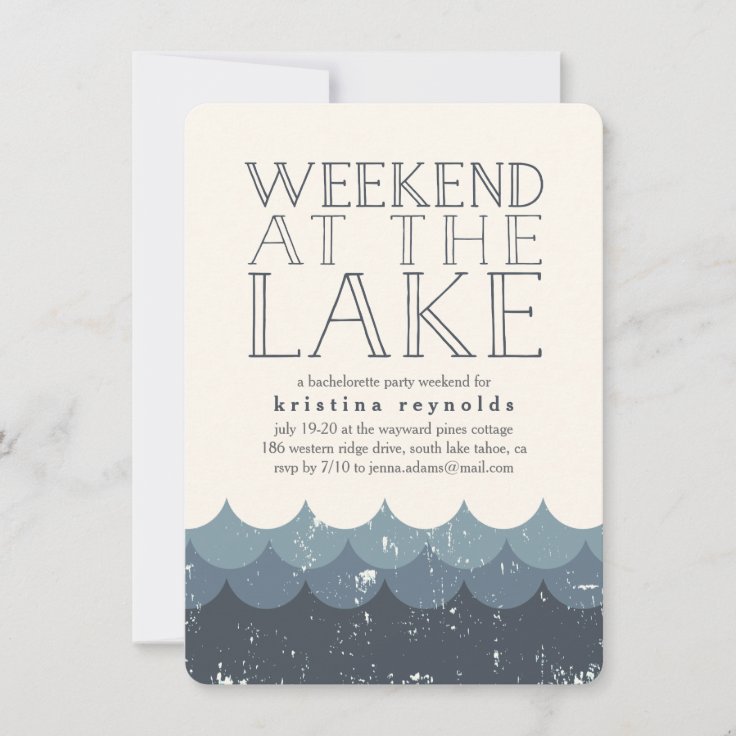 Vintage Waves Lake Weekend Getaway Invitation | Zazzle