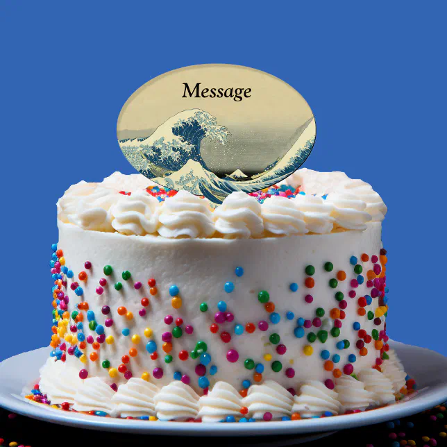 Vintage Waves Ocean Sea Boat Cake Topper | Zazzle
