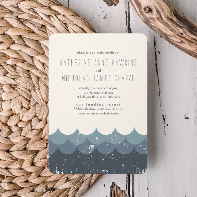 Vintage Waves Wedding Invitation | Zazzle