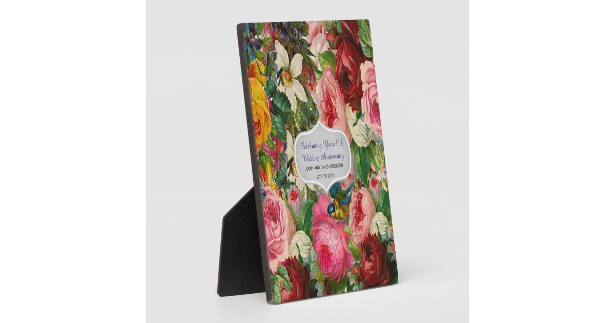 Vintage Wedding Anniversary ROSES - Commemorative Plaque | Zazzle.com