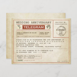 vintage wedding anniversary telegram invitation | Zazzle