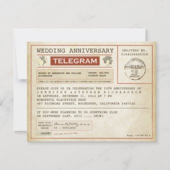 vintage wedding anniversary telegram invitation | Zazzle