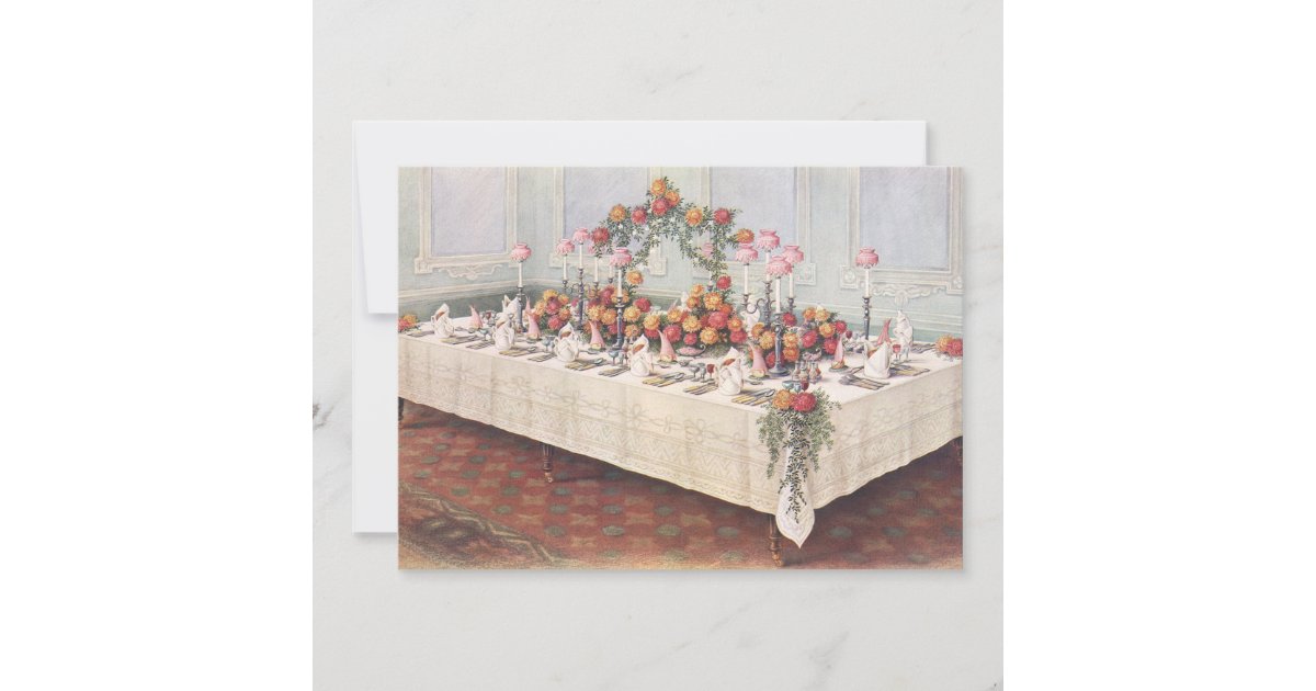 Vintage Wedding Banquet Table Invitation | Zazzle
