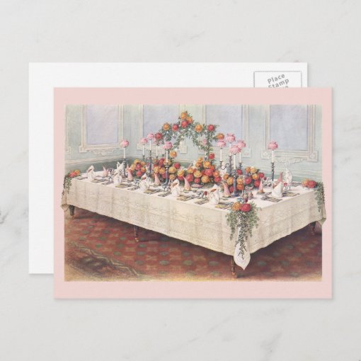 Vintage Wedding Banquet Table Postcard | Zazzle
